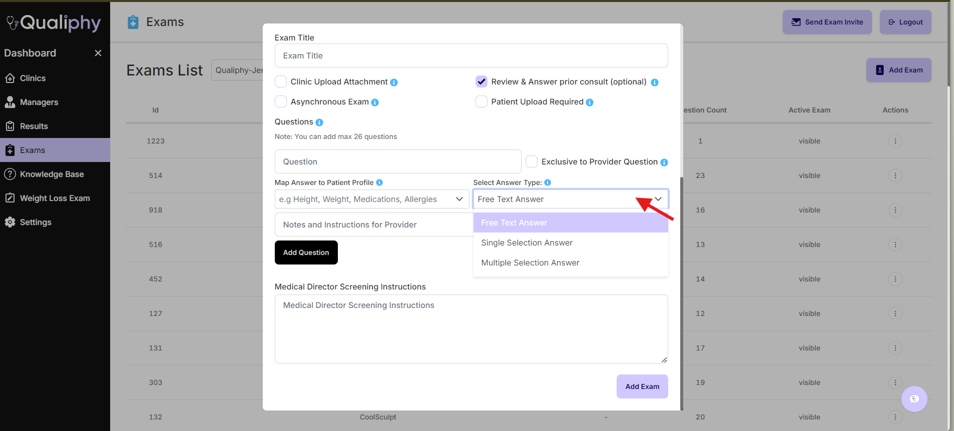 How Do I Add A Customized Exam In The Qualiphy Portal? – Clinic ...